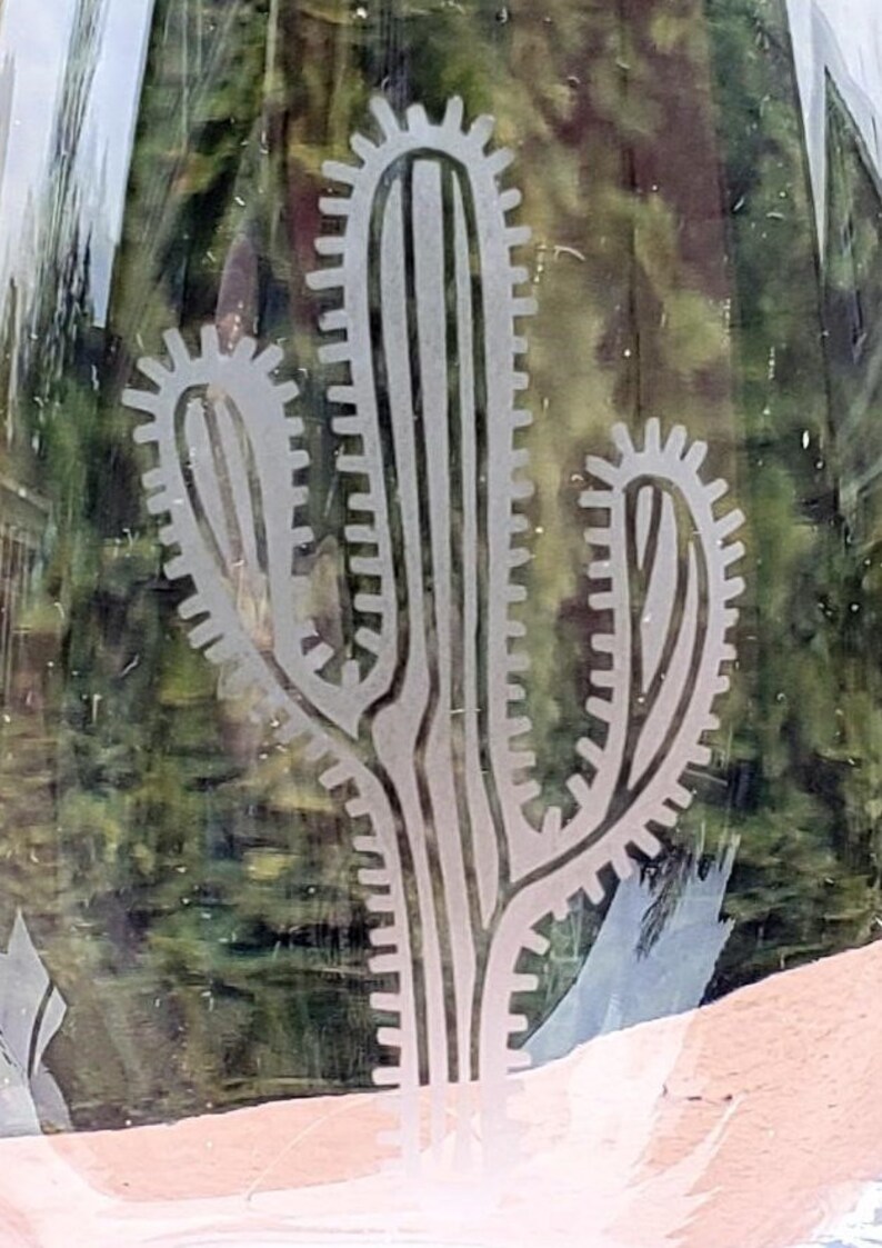 Etched Cactus Wine Glass Saguaro Glass Etched Barware - Etsy