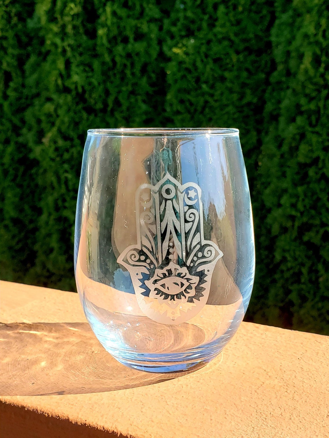 Hamsa Hand Hamsa Wine Glass Hamsa Gift Etched Wine Glass - Etsy