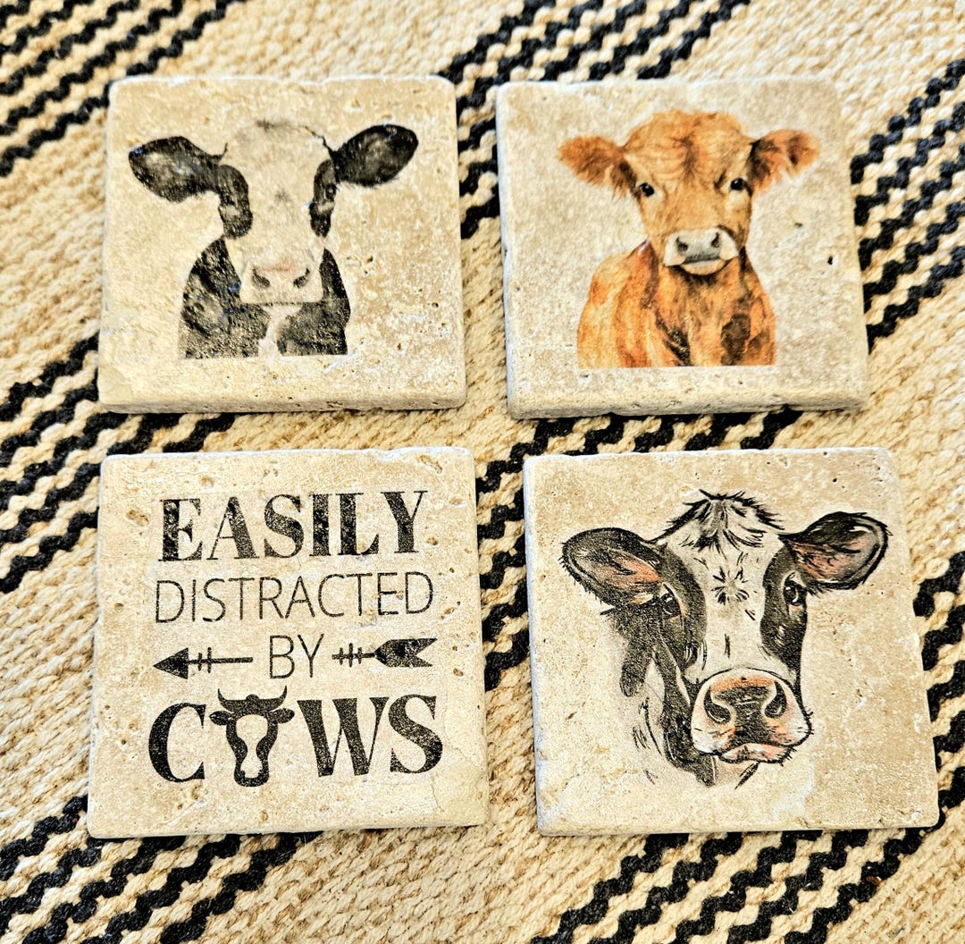 Cow Coasters, Rustic Home Decor, Farm Decor, Cow Lovers Gifts, Gifts ...