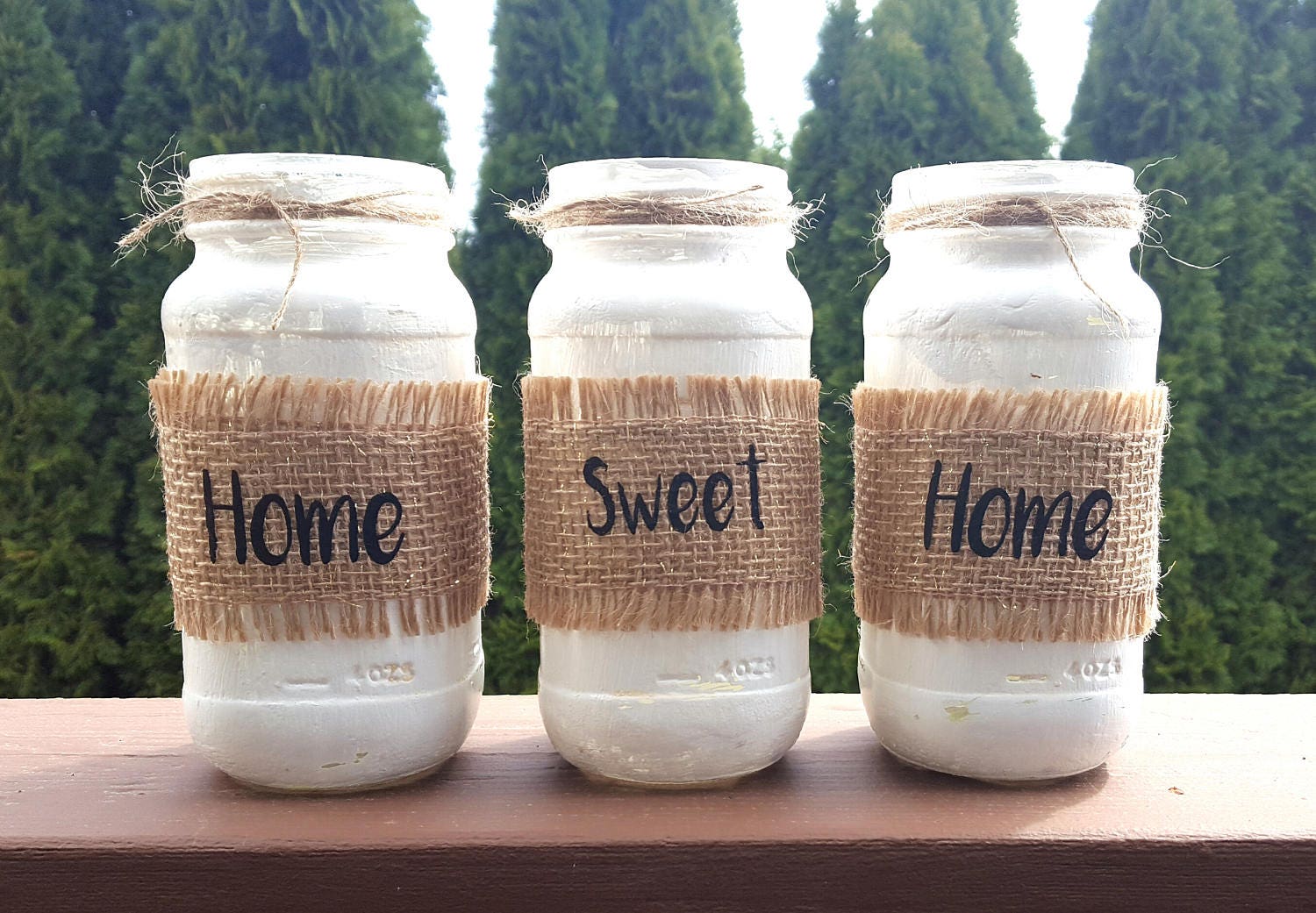 Home sweet home jars painted jars shabby chic decor | Etsy