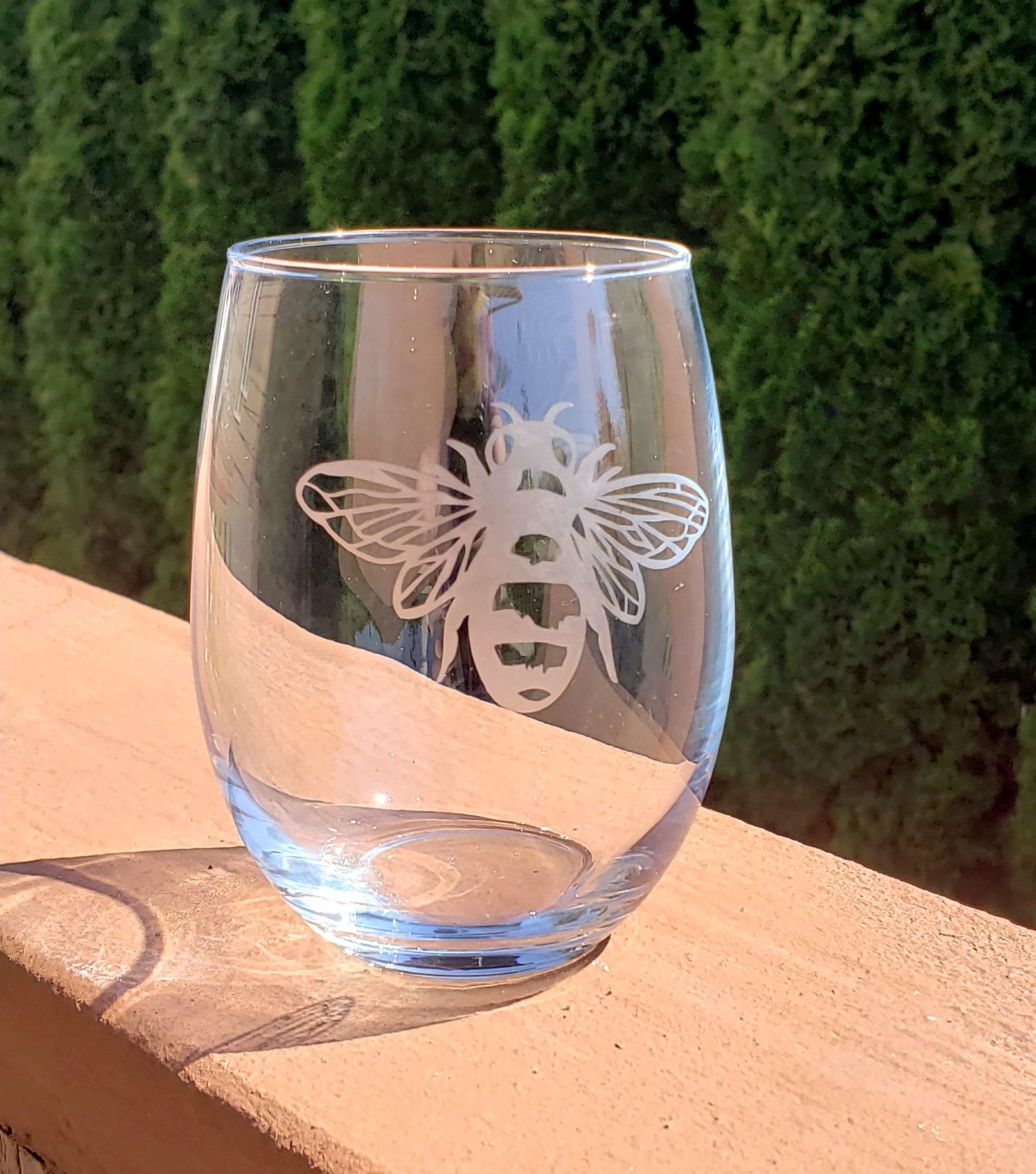 Etched Bumblebee Glass Etched Wine Glass Bee Wine Glass | Etsy