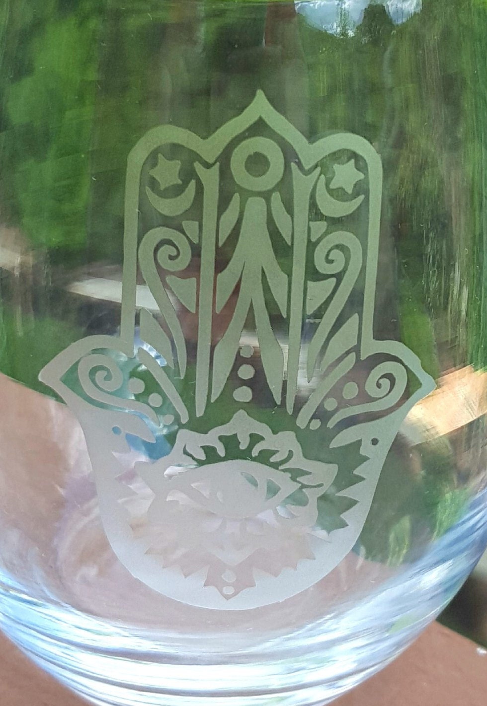Hamsa Hand Hamsa Wine Glass Hamsa Gift Etched Wine Glass | Etsy