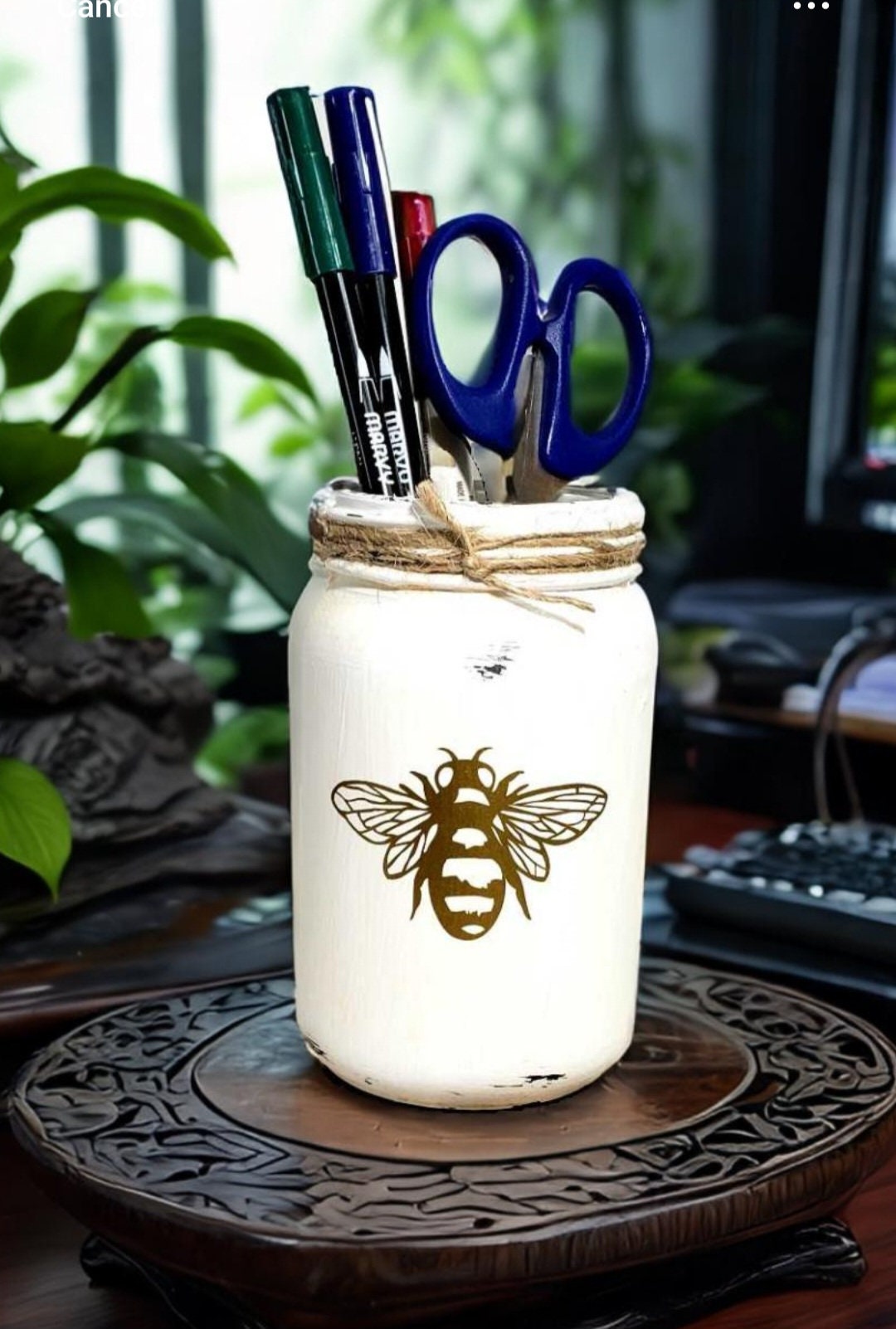 Honeybee Pencil Holder, Metallic Gold Bee, Vintage Style Desk Decor - Etsy