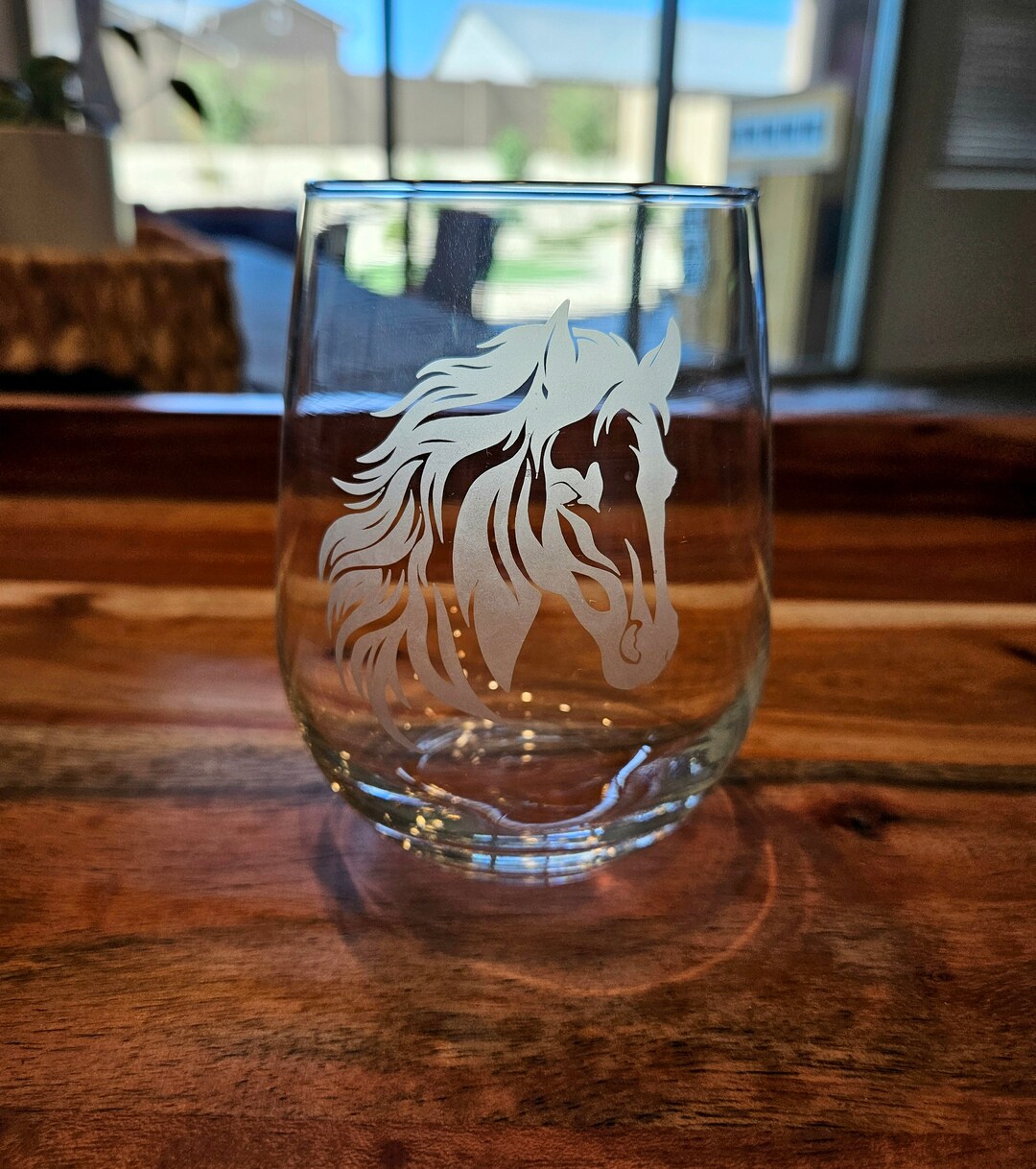 Etched Horse Face Wine Glass, Horse Glass, Equine Gift, Farm Animal ...