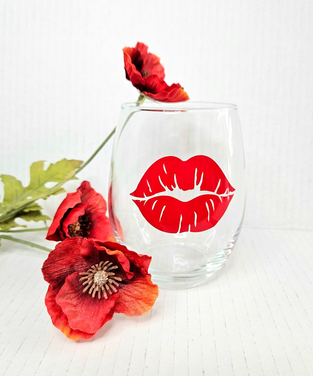 Kiss Wine Glass, Sending Love, Smooches, Romantic Gift, Friendship Gift ...