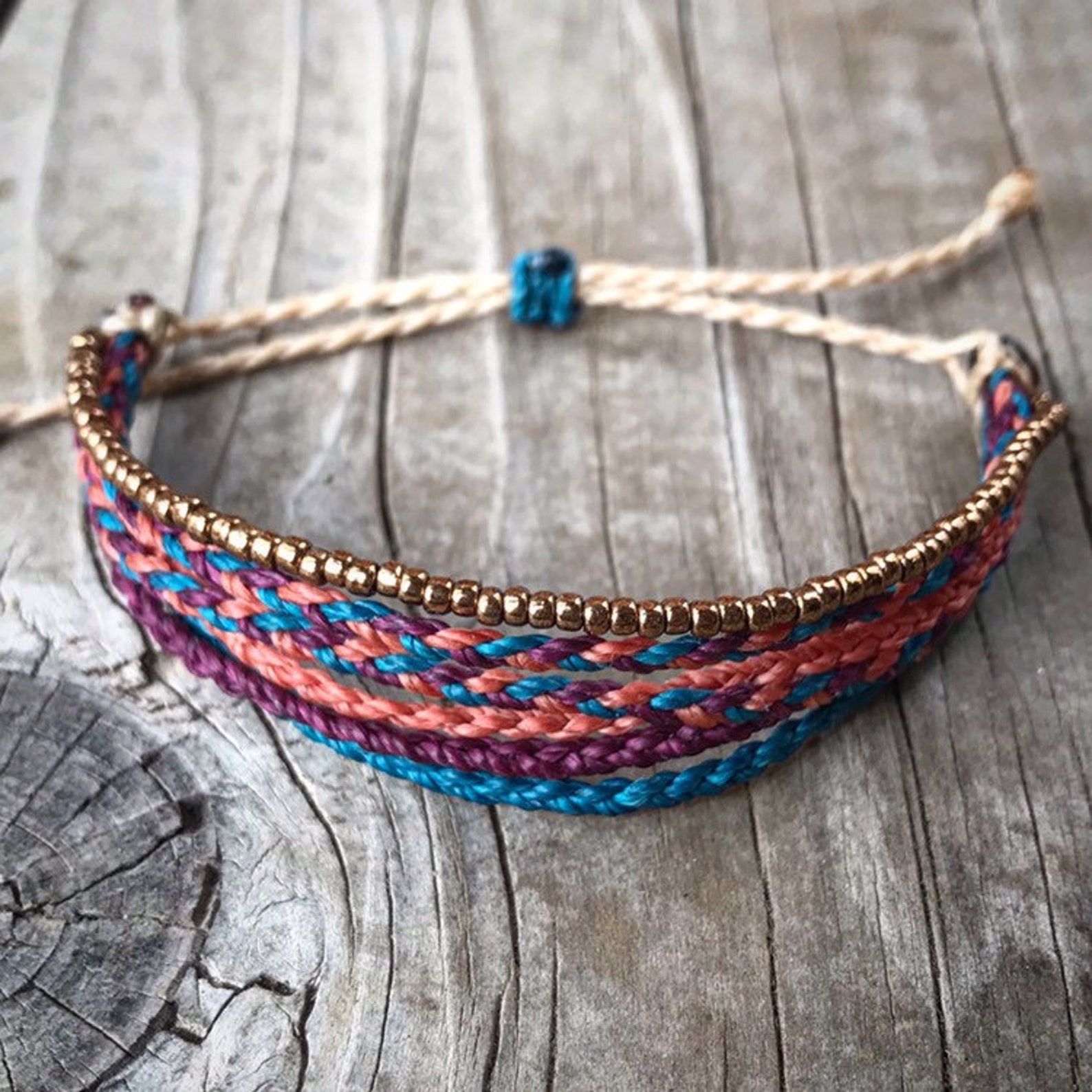 1 Skinny Braided String Bracelet Wax String Bracelet Beach - Etsy