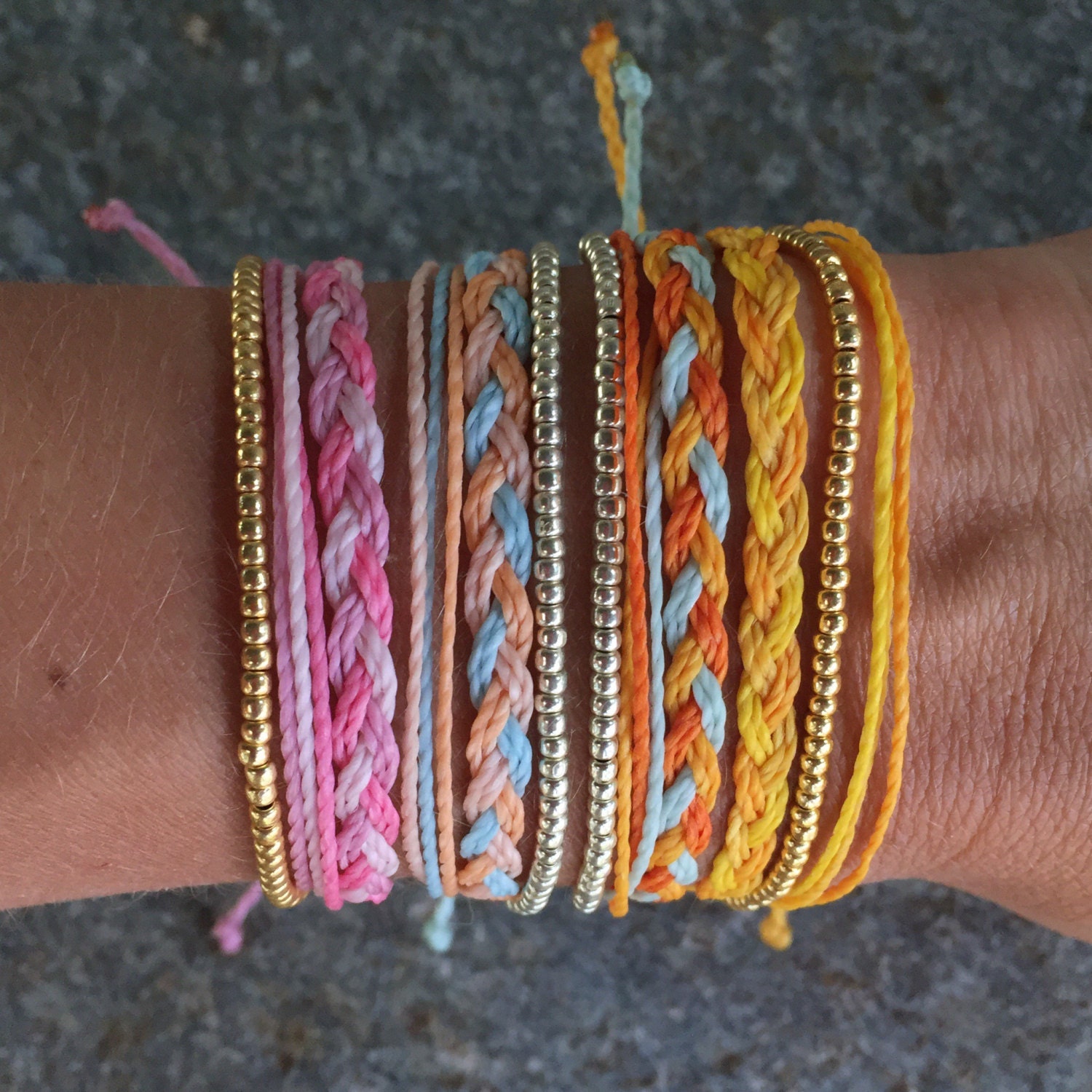 String Bracelet Stackable Bracelet Boho Wax String - Etsy