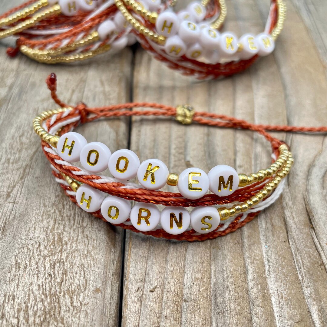 University of Texas Bracelet / College Football Bracelets / Hook ‘em ...