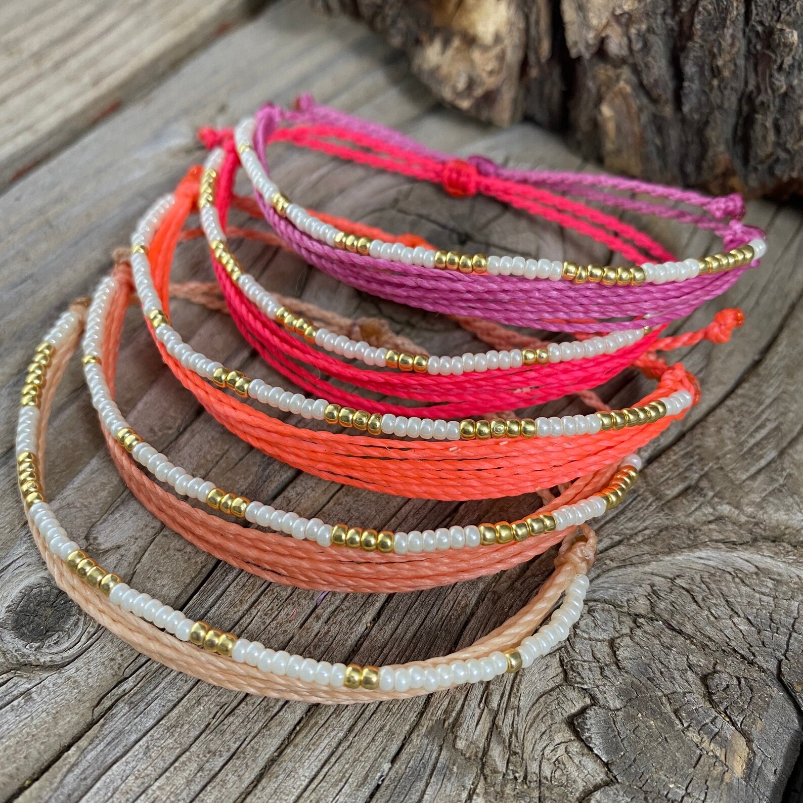 Beaded Wax String Bracelet Wax String Bracelet Adjustable | Etsy