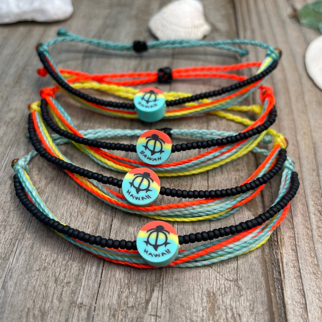 Hawaii Beaded String Bracelets / Summer Bracelet Gifts / Adjustable Wax ...