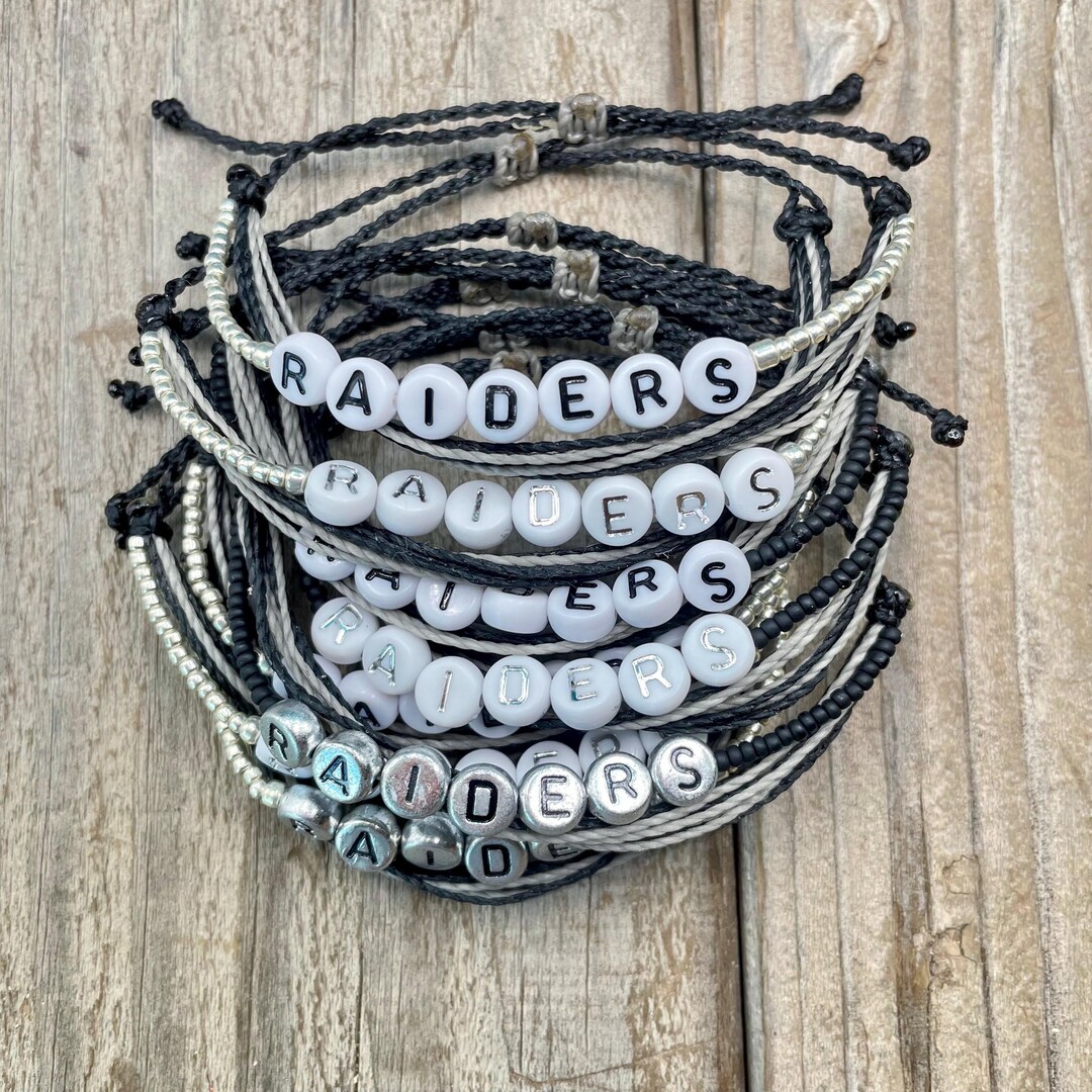 Wax String Bracelet Las Vegas Raiders Football / Raiders Bracelets ...