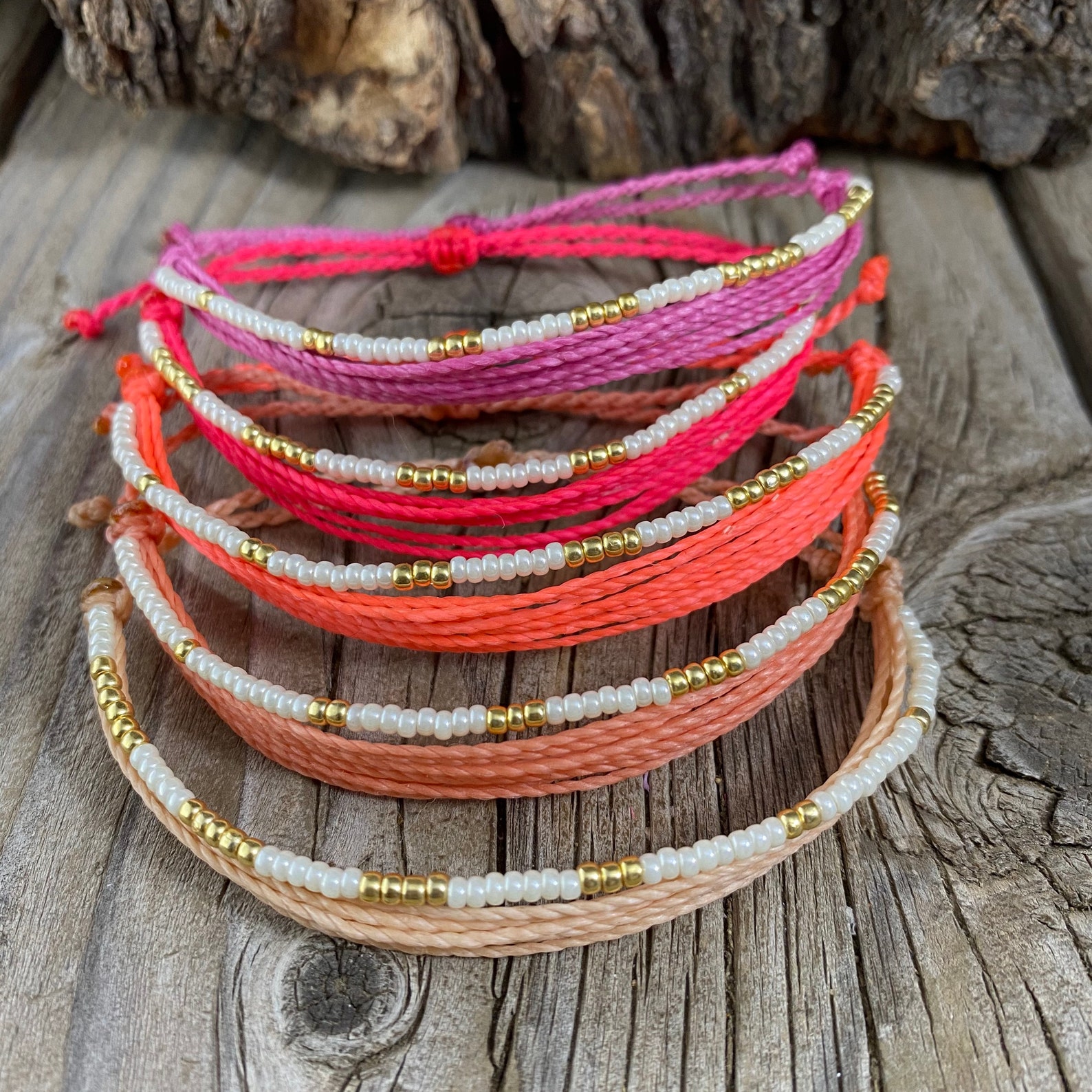 Beaded Wax String Bracelet Wax String Bracelet Adjustable | Etsy