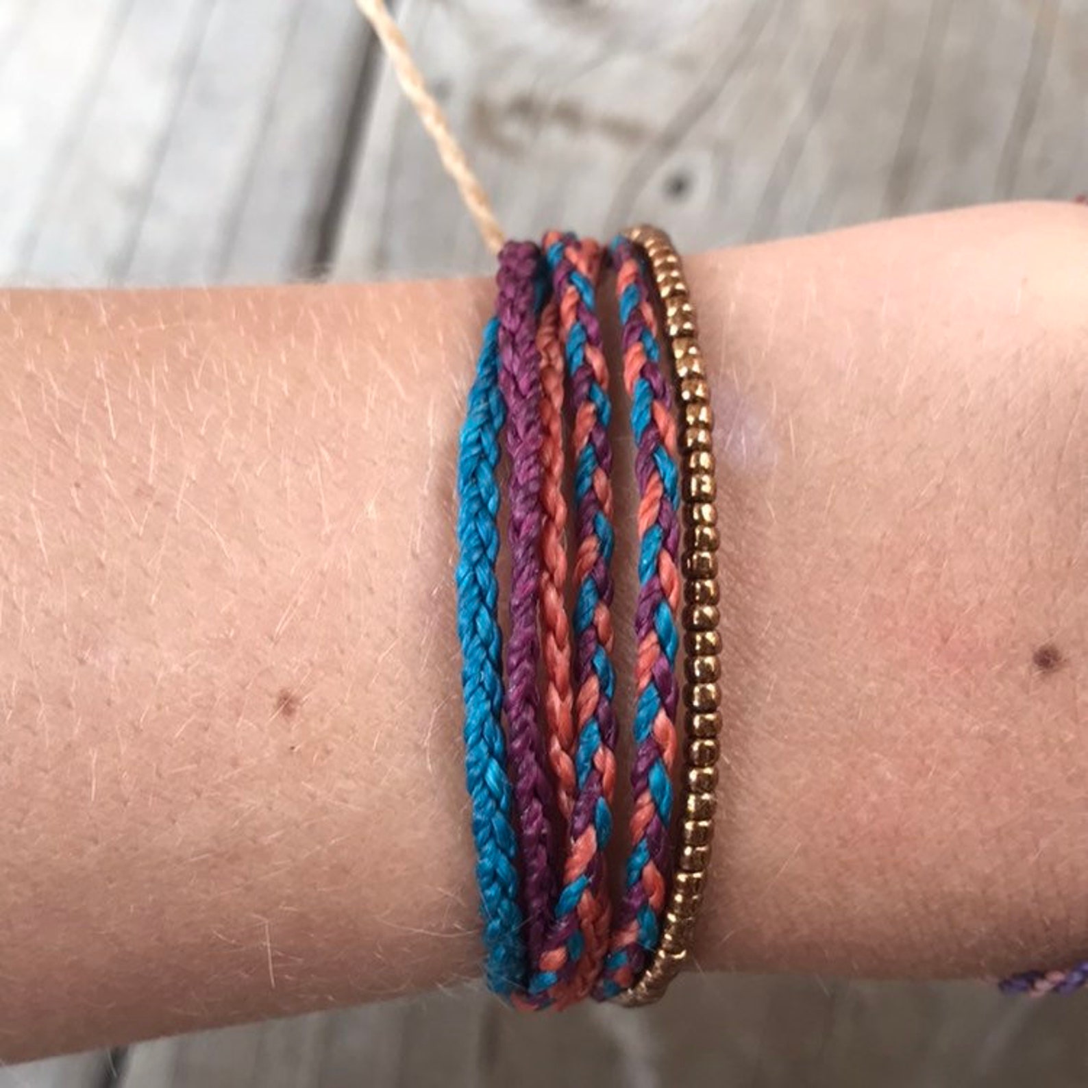 1 Skinny Braided String Bracelet Wax String Bracelet Beach | Etsy