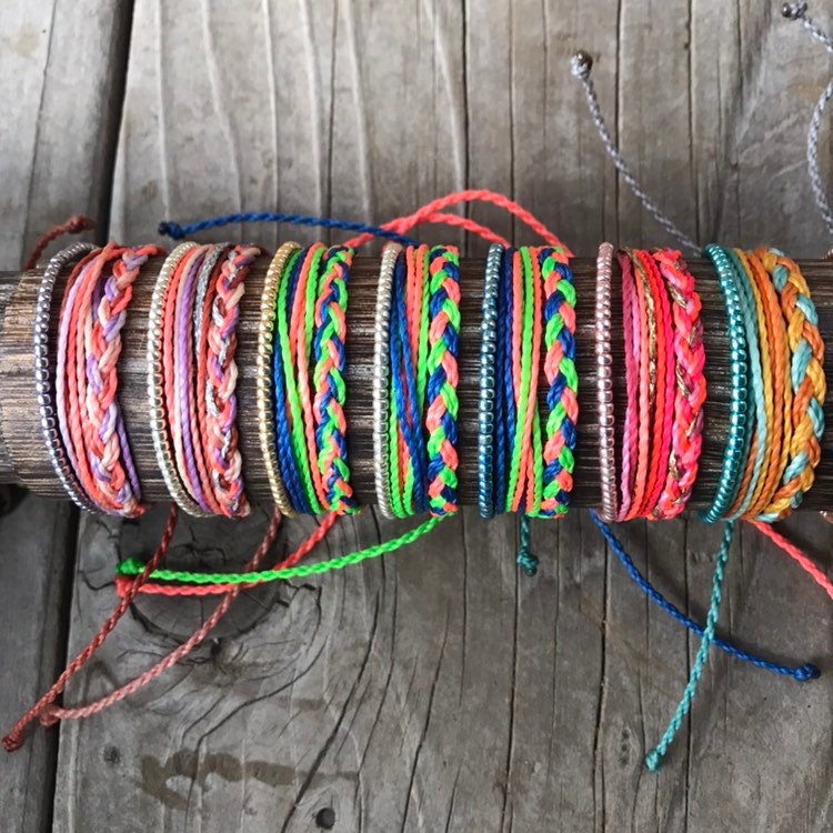 String Bracelet, Stackable Bracelet, Boho, Wax String Bracelet, Beaded ...