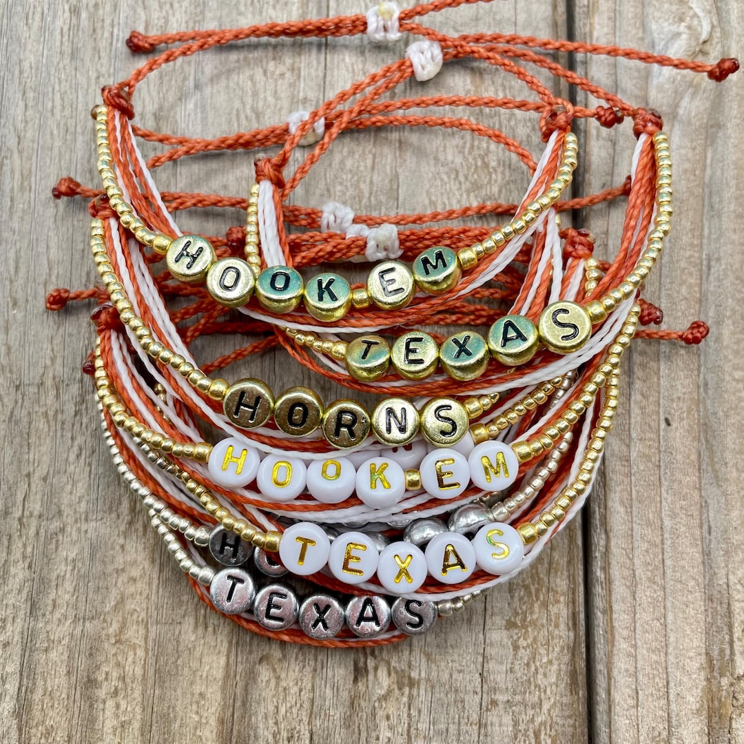 University of Texas Bracelet / College Football Bracelets / Hook ‘em ...