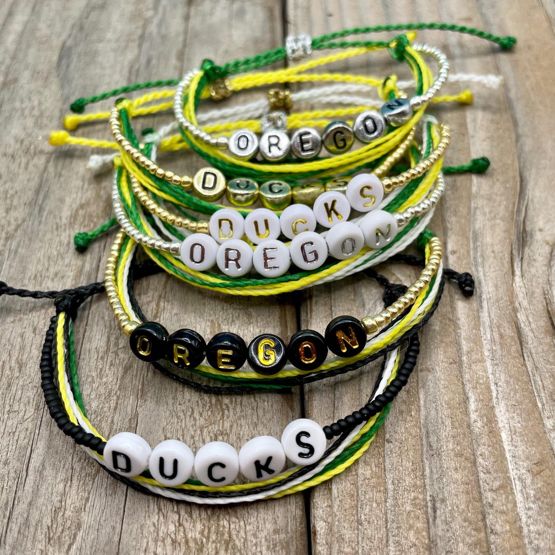Custom University of Oregon Wax String Bracelet / Oregon Ducks Bracelet ...