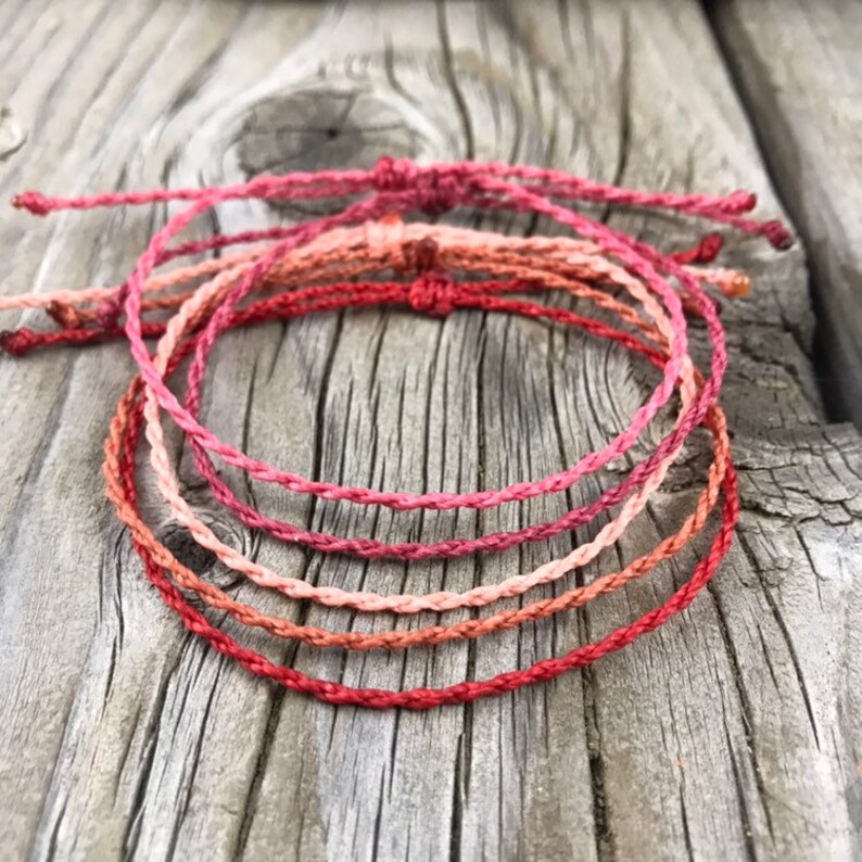 Thin Rope Bracelet / Adjustable Wax String Bracelet / - Etsy