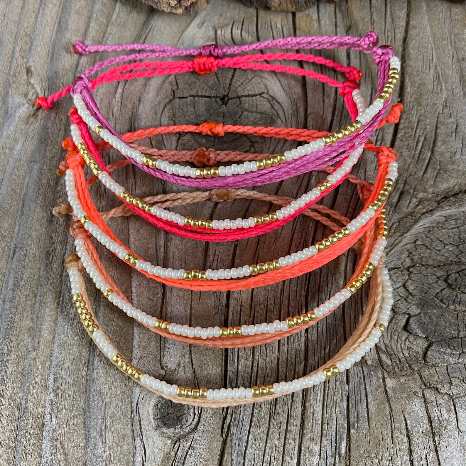 Beaded Wax String Bracelet Wax String Bracelet Adjustable | Etsy