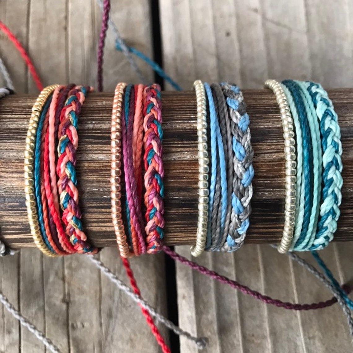 String Bracelet Stackable Bracelet Boho Wax String - Etsy