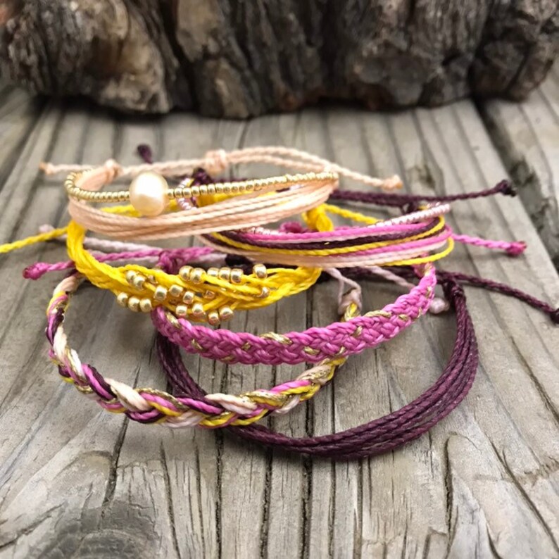 Pack of 6 Bracelets String Bracelet Wax String Friendship - Etsy