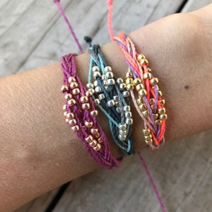 1 Twisted String Bracelet, Wax String Bracelet, Beach Jewlery, Surfer ...