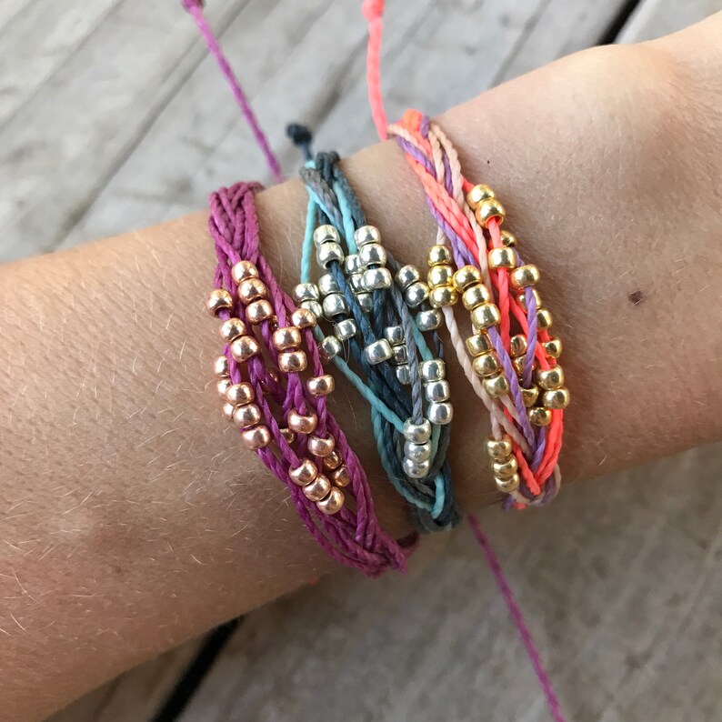 1 twisted string bracelet wax string bracelet beach jewlery | Etsy