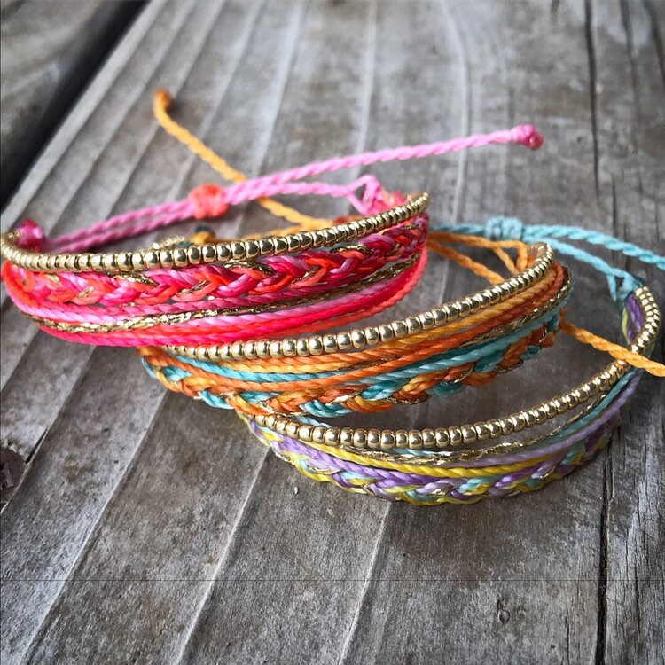 String Bracelet, Stackable Bracelet, Boho, Wax String Bracelet, Beaded ...