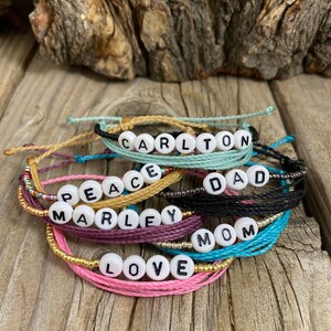 Adjustable Wax String Name Bracelet, String Word Bracelet, String ...