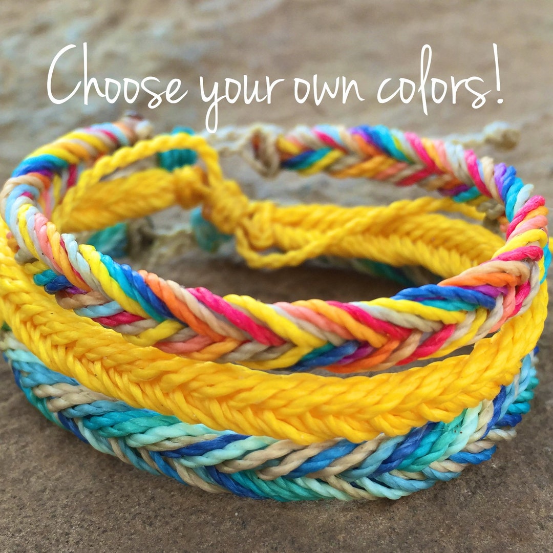 1 Medium Braided Bracelet, Stackable Bracelet, String Bracelet, Wax String Bracelet, Surfer ...