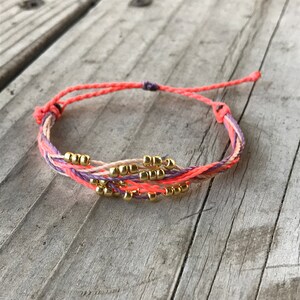 1 Twisted String Bracelet, Wax String Bracelet, Beach Jewlery, Surfer ...