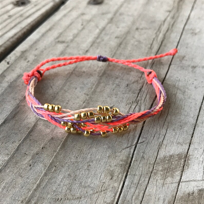 1 Twisted String Bracelet Wax String Bracelet Beach Jewlery - Etsy