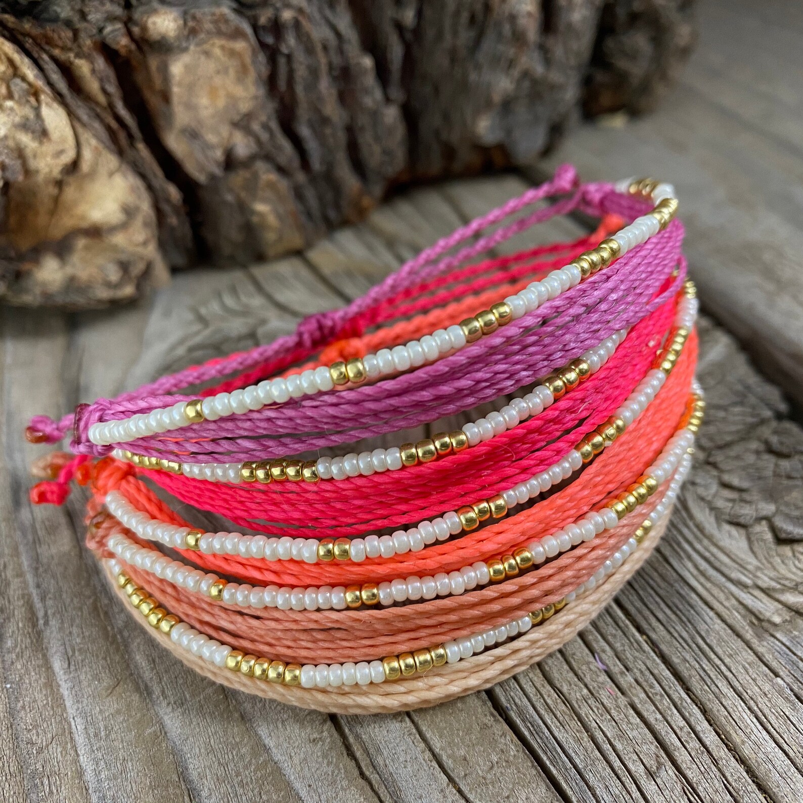 Beaded Wax String Bracelet Wax String Bracelet Adjustable | Etsy