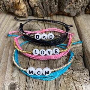 Adjustable Wax String Name Bracelet, String Word Bracelet, String ...