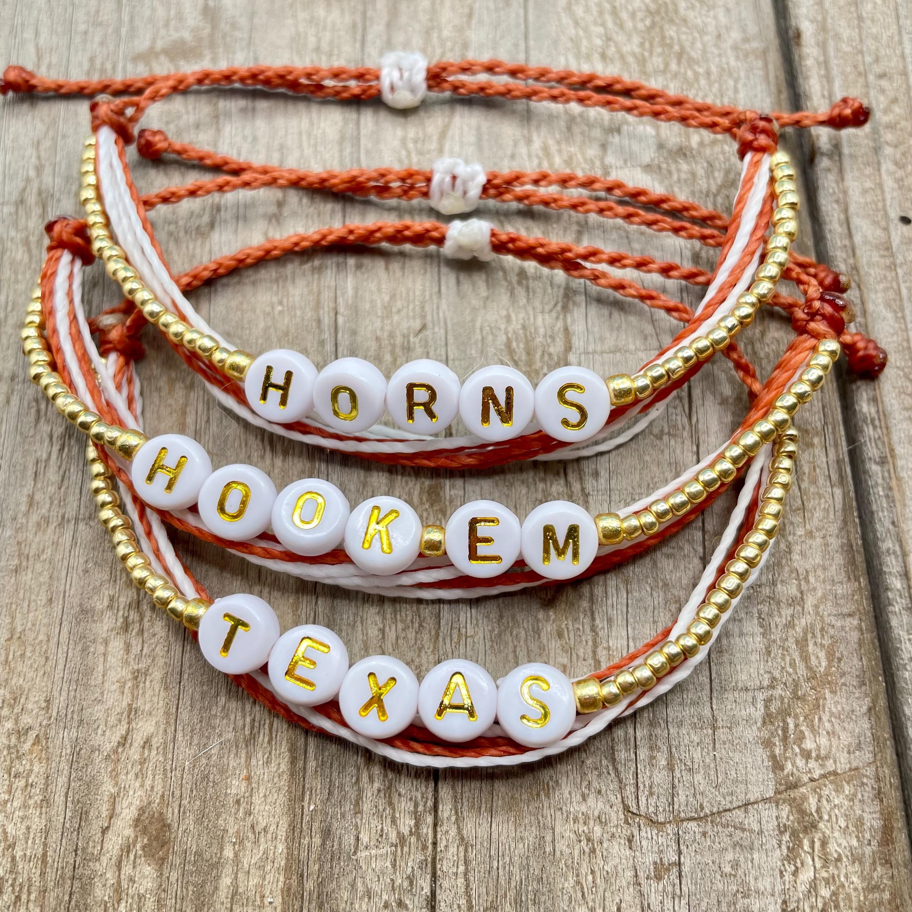 University of Texas Bracelet / College Football Bracelets / Hook ‘em ...