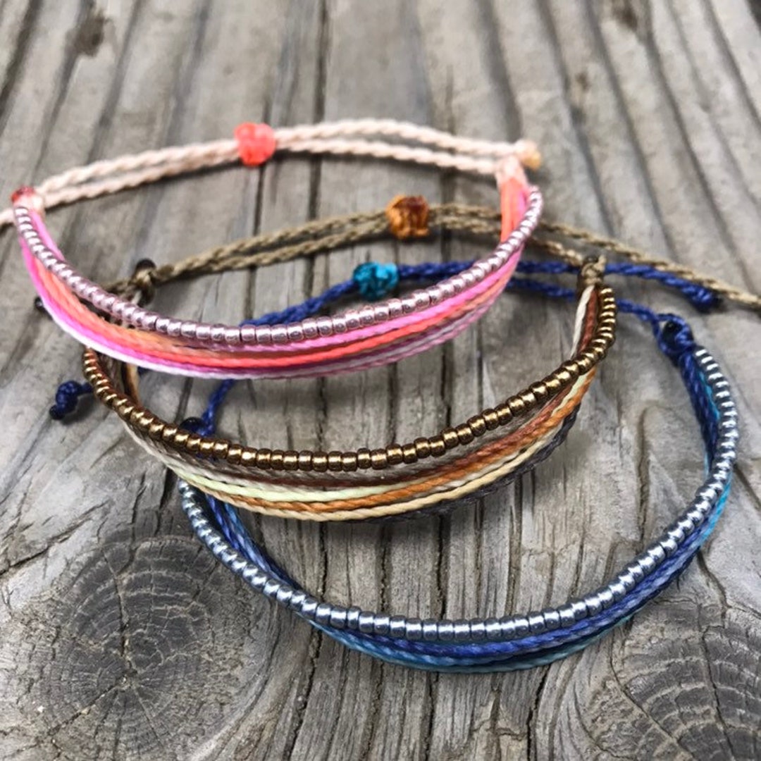 3 Stack of String Bracelets, Stackable Bracelet, Wax String Bracelet ...