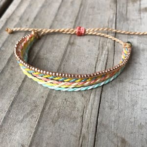 Custom String Bracelet, Wax String Bracelet, Stackable Bracelet, Beaded ...