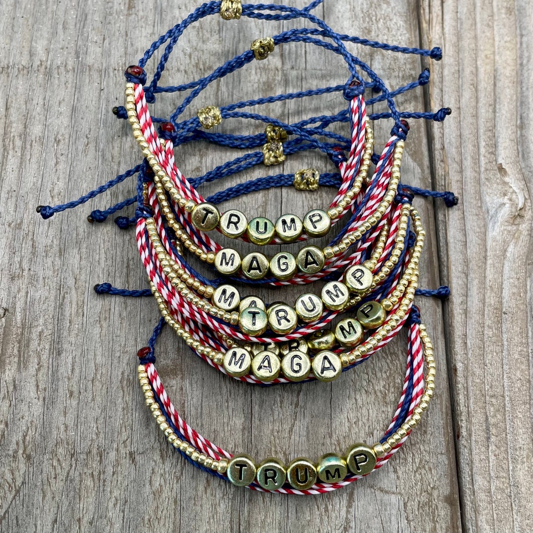 Custom MAGA Adjustable Wax String Bracelet / Trump 2024 Bracelet / 45 ...
