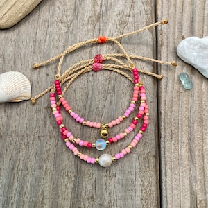 Beachy Summer Adjustable Wax String Bracelet Pack of 3 / String ...