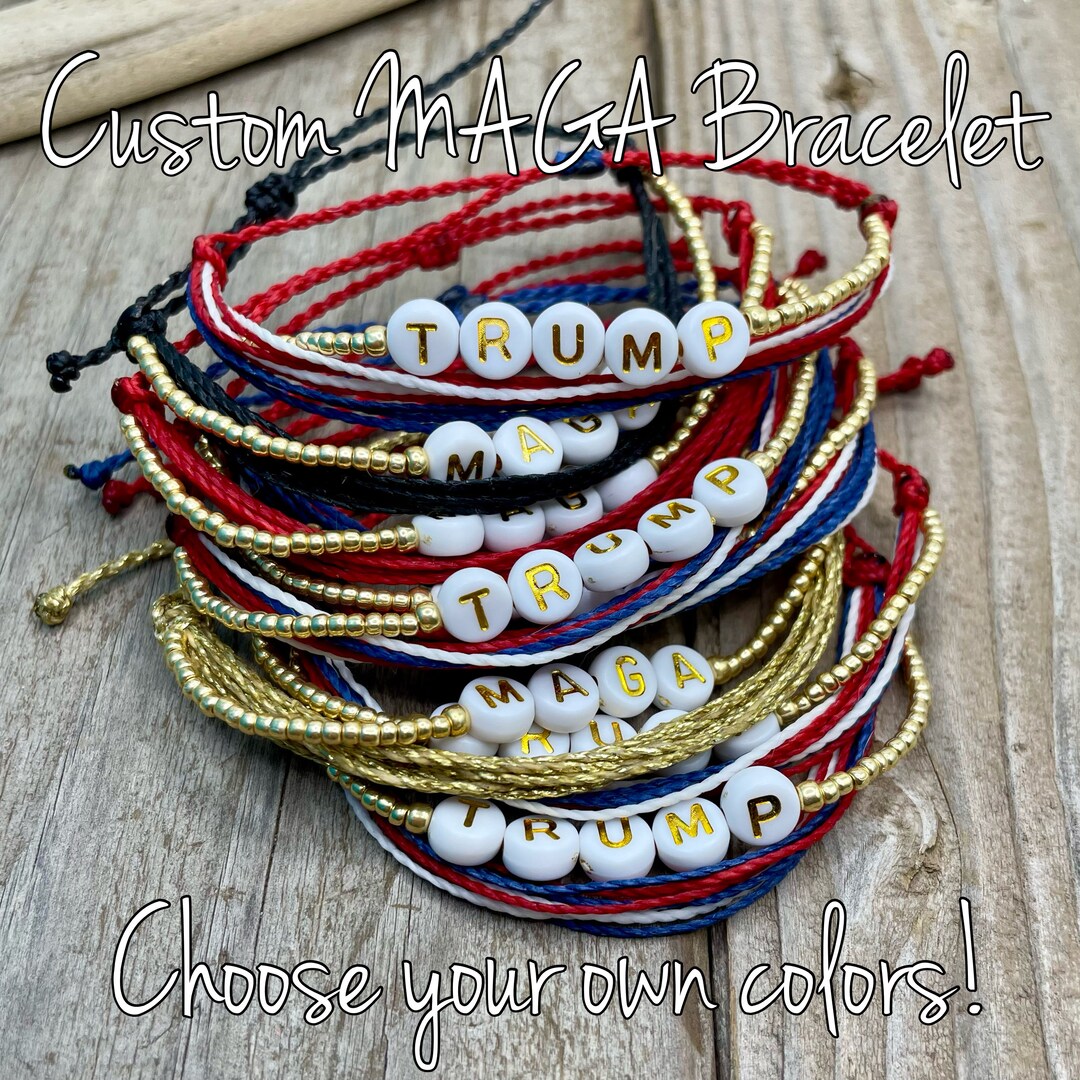Custom MAGA Adjustable Wax String Bracelet / Trump 2024 Bracelet / 45 ...