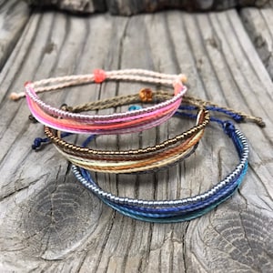 3 Stack of String Bracelets, Stackable Bracelet, Wax String Bracelet ...
