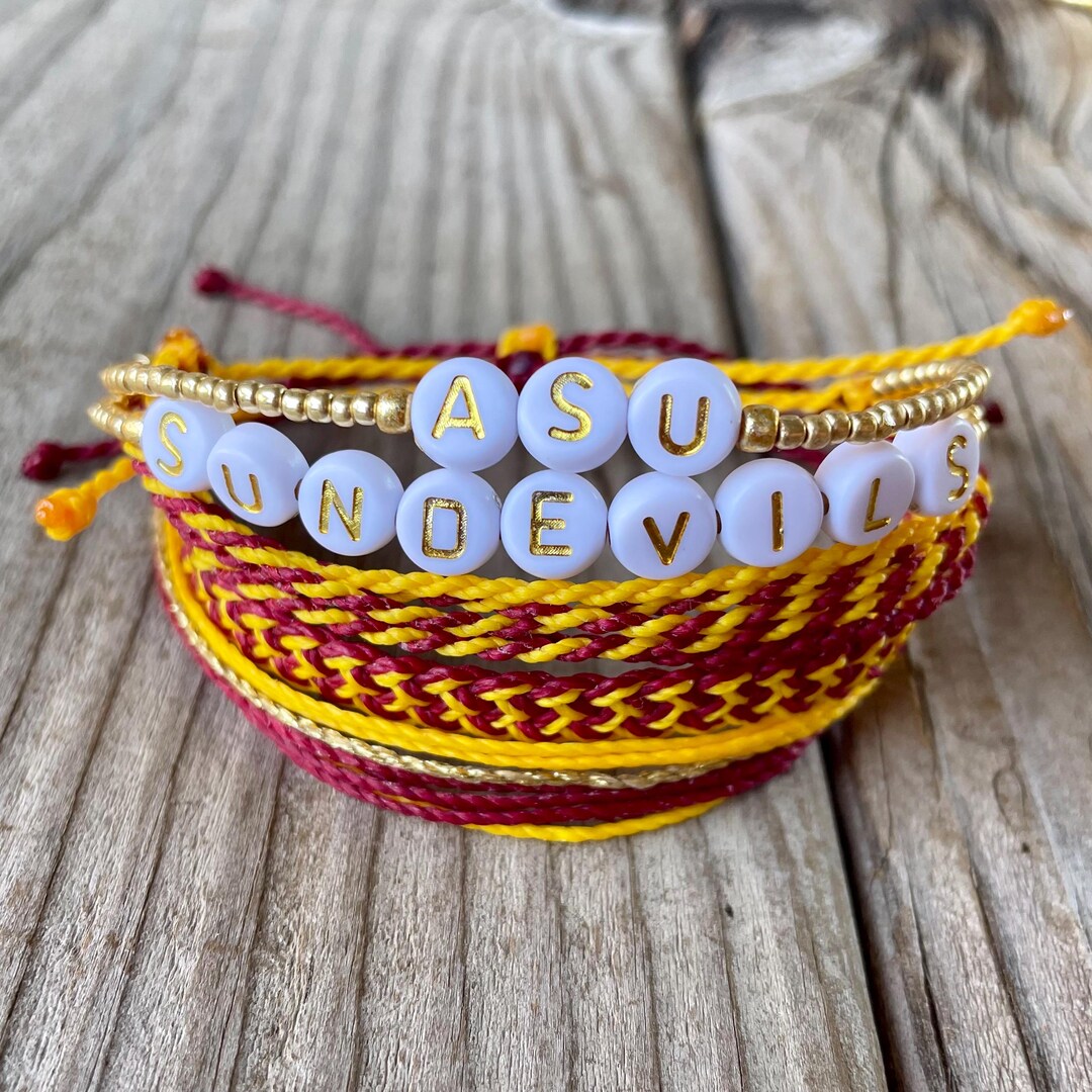 Arizona State Sun Devils Bracelet Set / College Team Bracelet / ASU / Sports Team Custom ...
