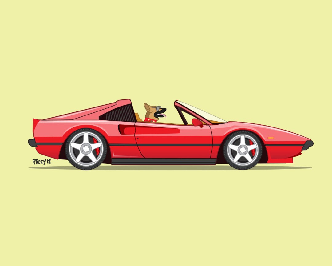 Magnum the German Shepherd Driving His Red Ferrari Dogs Driving Things ...
