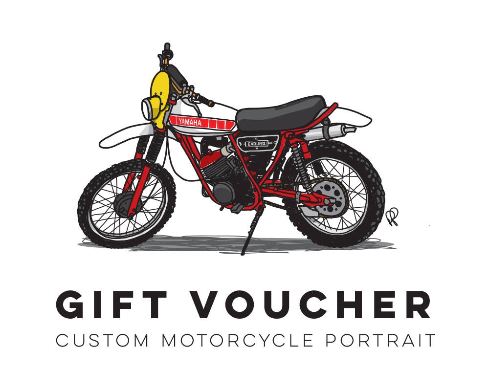 Gift Voucher for Custom Illustration and A3 Print of You Motorcycle ...