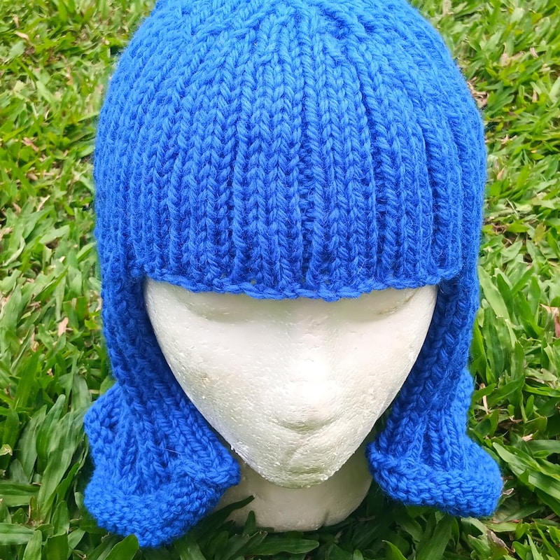 Blue Knitted Wig - Etsy