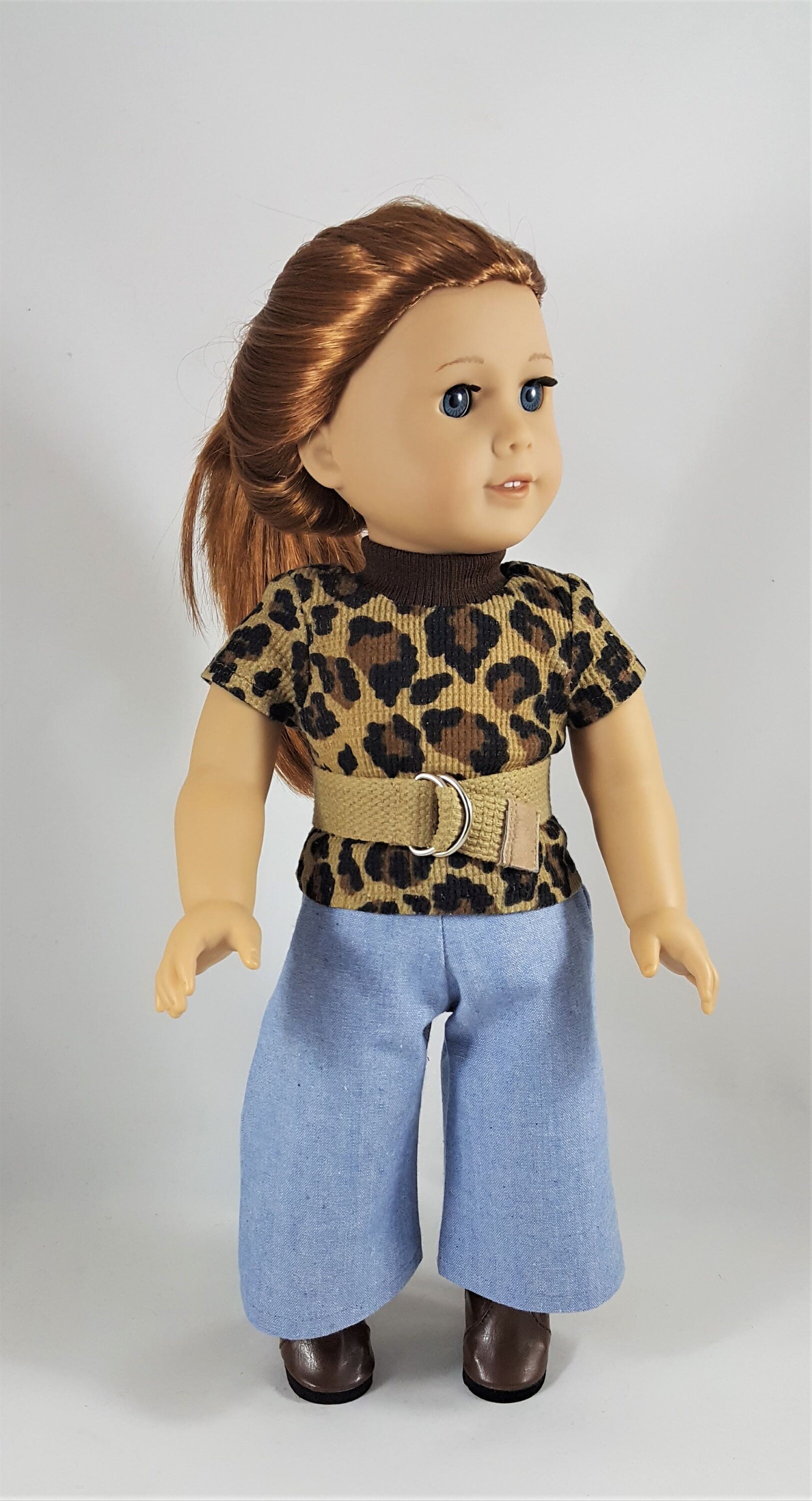 Denim Jacket and Gauchos Leopard Print Top and Khaki Belt | Etsy