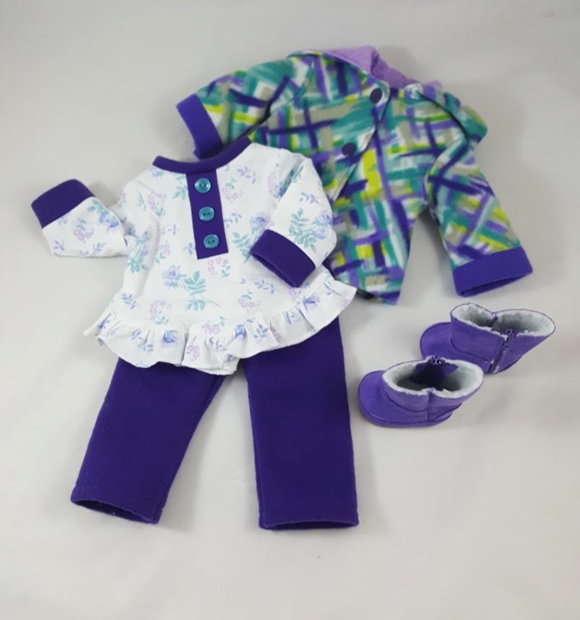 Shades of Purple and Jade Fleece Hooded Jacket With Floral - Etsy
