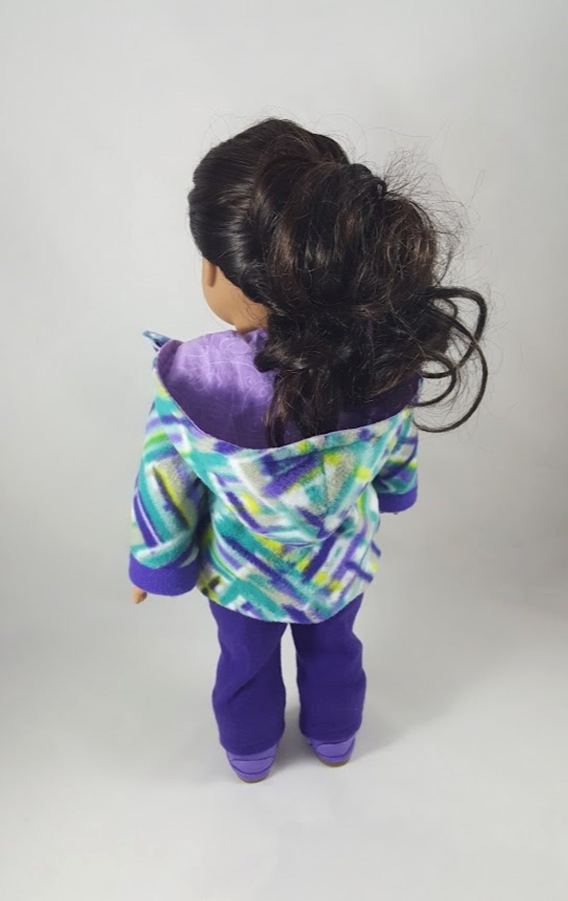 Shades of Purple and Jade Fleece Hooded Jacket With Floral - Etsy