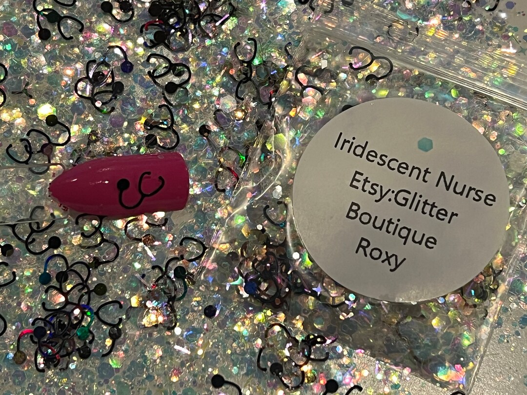 Iridescent Nurse Glitter, Chunky Glitter, Chunky Mix, Gel Nail Glitter ...
