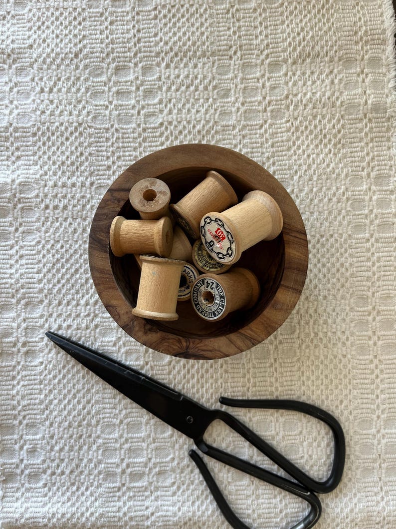 Vintage Wooden Bobbin Spool Set of Ten (10) Farmhouse Cottage Sewing ...