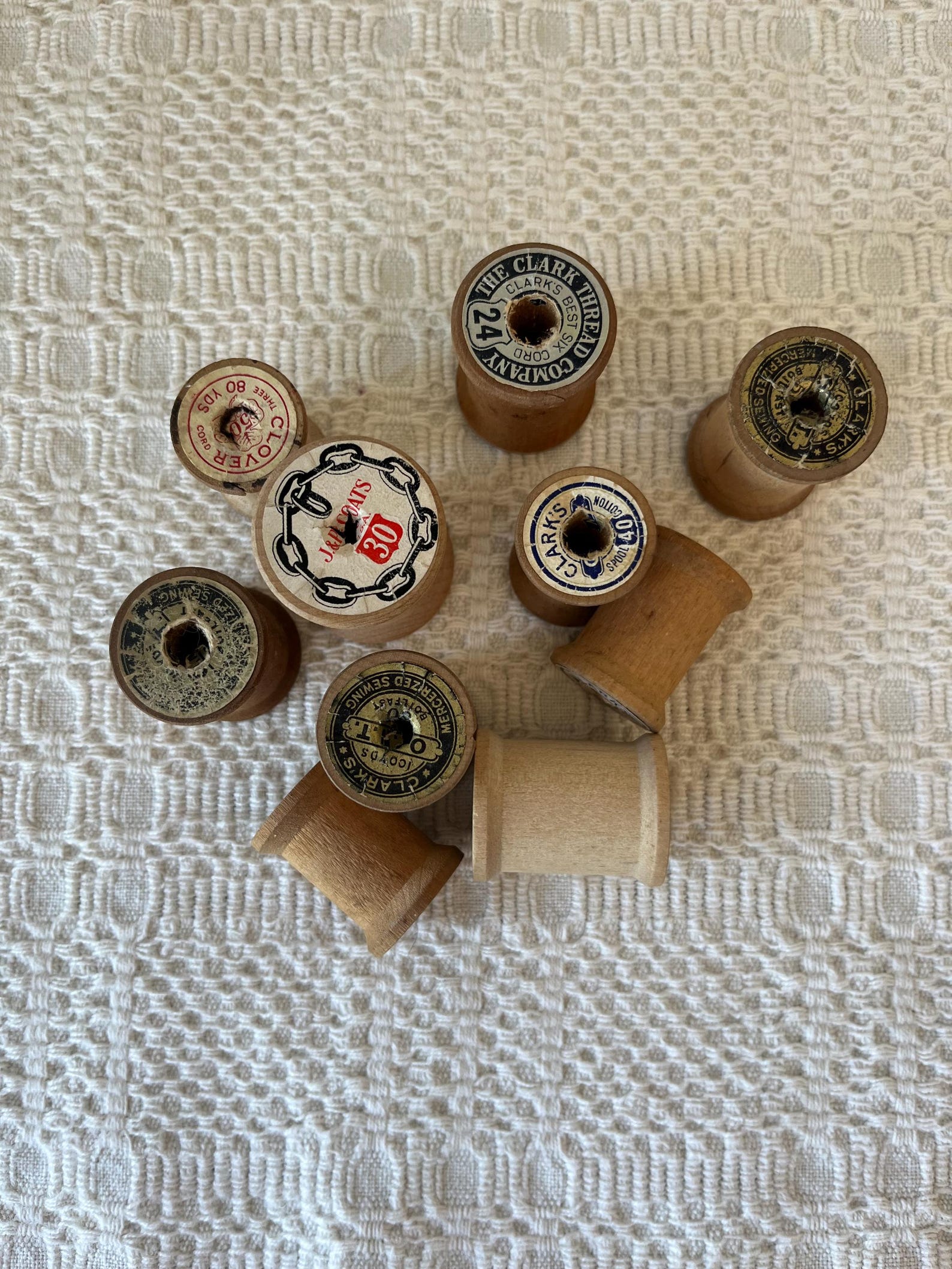 Vintage Wooden Bobbin Spool Set of Ten (10) Farmhouse Cottage Sewing ...